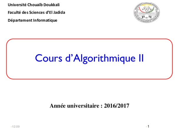 (PDF) Cours d'Algorithmique II