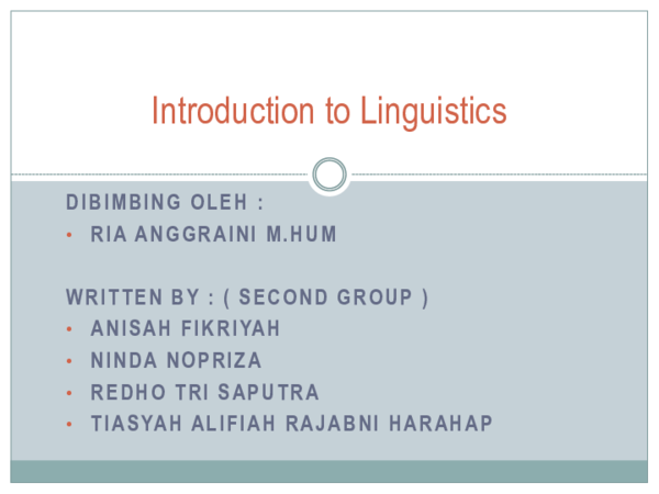 (PPT) Introduction to Linguistics 1