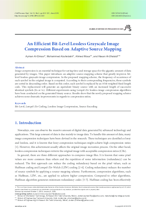 Pdf An Efficient Bit Level Lossless Grayscale Image Compression Based On Adaptive Source Mapping