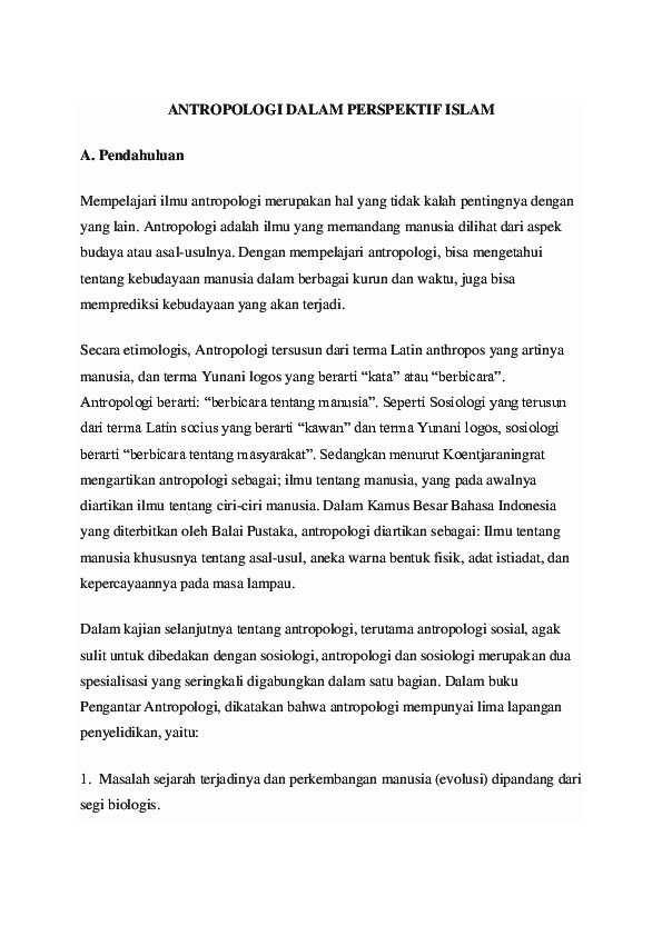 (DOC) ANTROPOLOGI DALAM PERSPEKTIF ISLAM