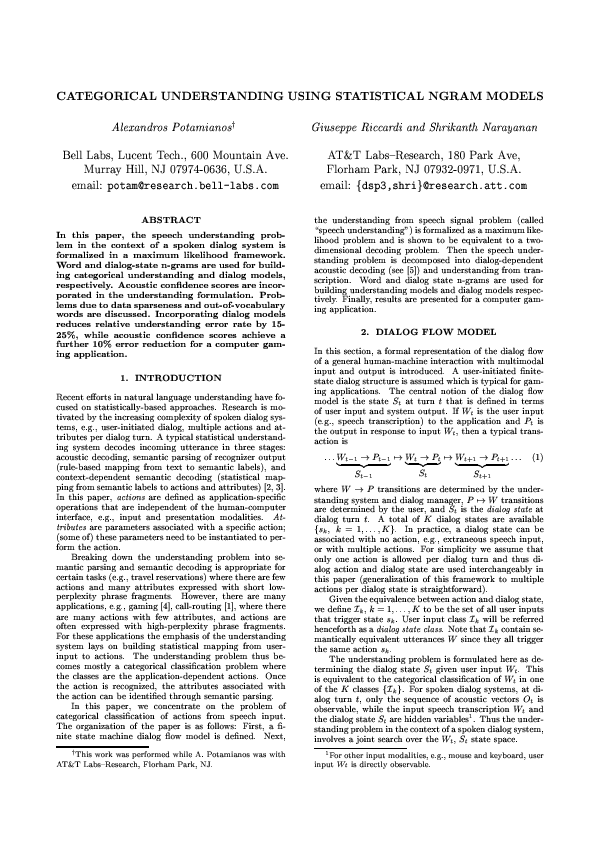 (PDF) Categorical understanding using statistical N-gram models
