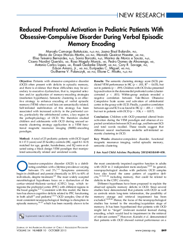 (PDF) Reduced Prefrontal Activation in Pediatric Patients With Obsessive-Compulsive Disorder ...