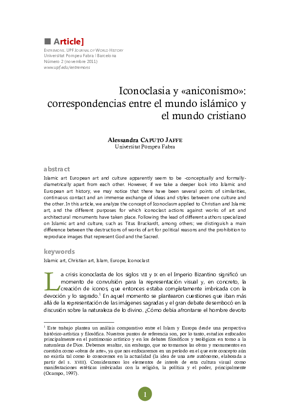 (PDF) Iconoclasia y «aniconismo»: correspondencias entre el mundo ...