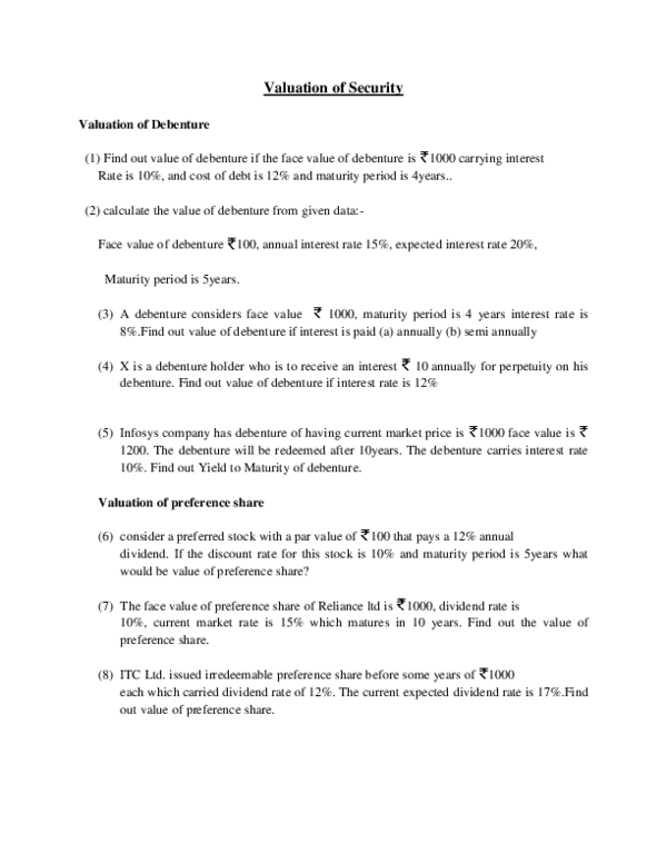 (DOC) Valuation of Security