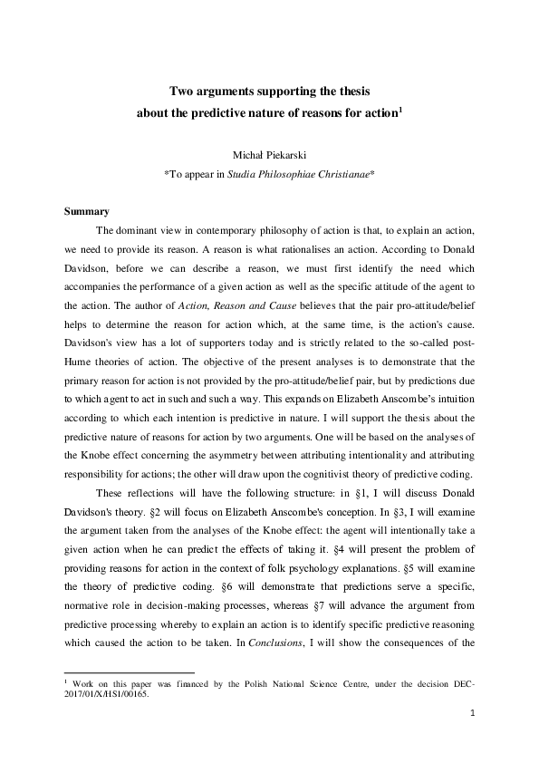 (PDF) Two arguments supporting the thesis about the predictive nature ...