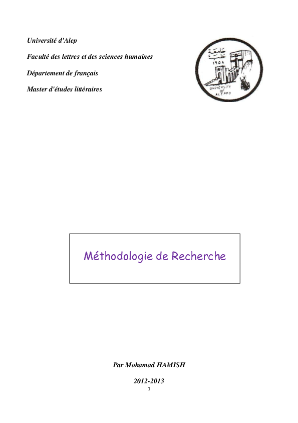 (PDF) Methodologie de Recherche