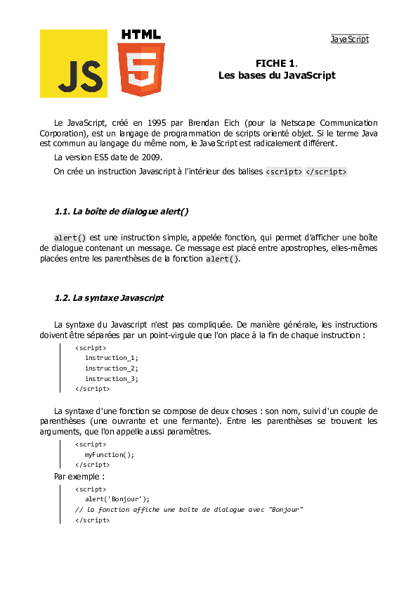 PDF Télécharger fonction javascript onclick Gratuit PDF | PDFprof.com