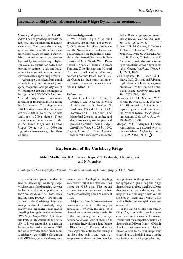 (PDF) Exploration of the Carlsberg Ridge | J. Dyment, G. Pouliquen ...