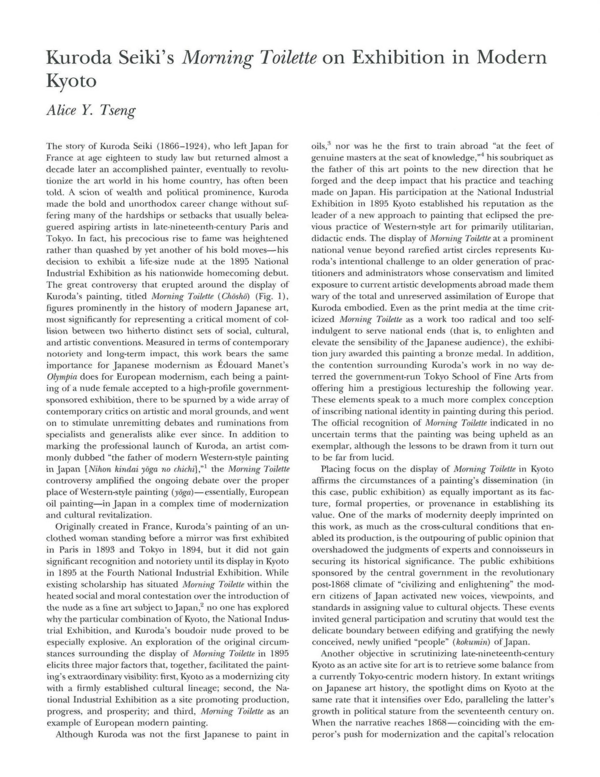 (PDF) Kuroda Seiki's Morning Toilette on Exhibition in Modern Kyoto