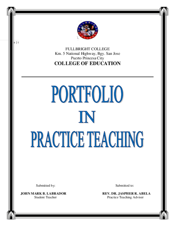 (DOC) Sample Student-Teaching POrtfolio