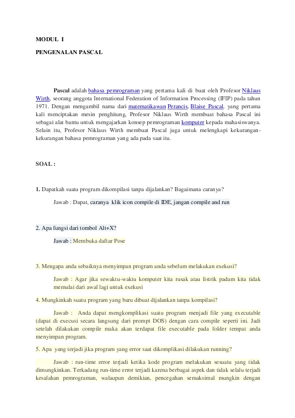 (DOC) MODUL I PENGENALAN PASCAL