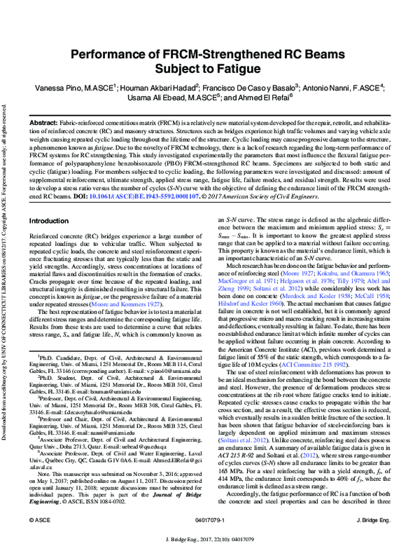 (PDF) Performance of FRCM-Strengthened RC Beams Subject to Fatigue