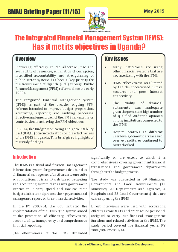 (PDF) The Integrated Financial Management System (IFMS): Has it met its ...