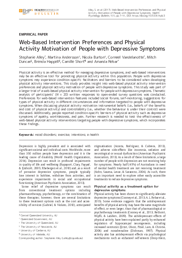 (PDF) Web-Based Intervention Preferences and Physical Activity Motivation of People with ...