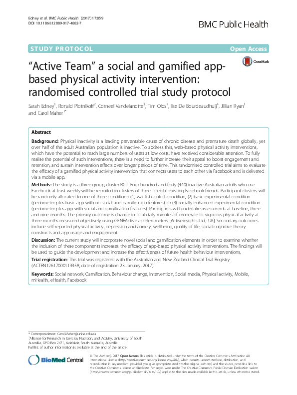 (PDF) Gamified Mobile App for Physical Activity Trial