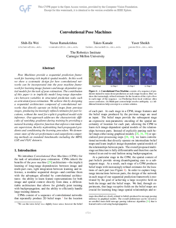 (PDF) Convolutional Pose Machines