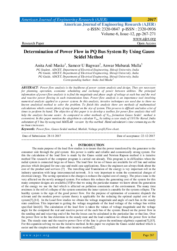 Pdf Power Flow Analysis In Pq Bus System Using Gauss Seidel