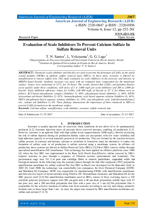 (PDF) Evaluation of Scale Inhibitors To Prevent Calcium Sulfate In ...