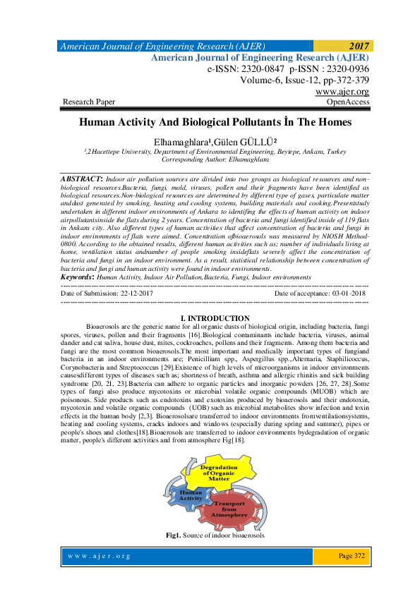(PDF) Human Activity And Biological Pollutants İn The Homes