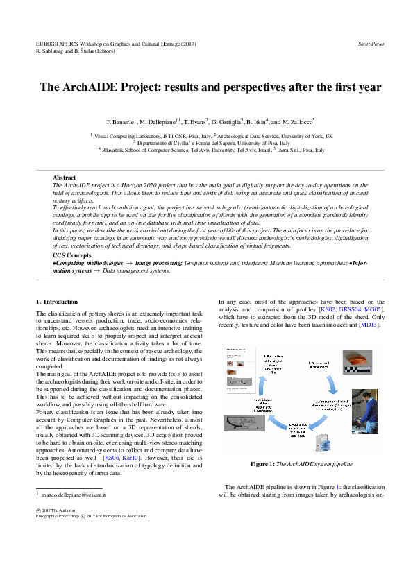 (PDF) The ArchAIDE Project: results and perspectives after the first year