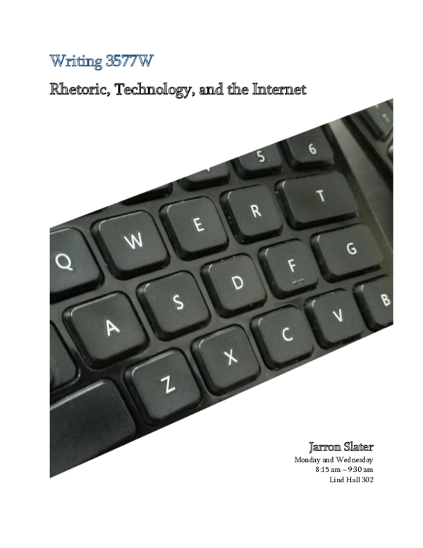(PDF) Writing 3577W Rhetoric, Technology, and the Internet