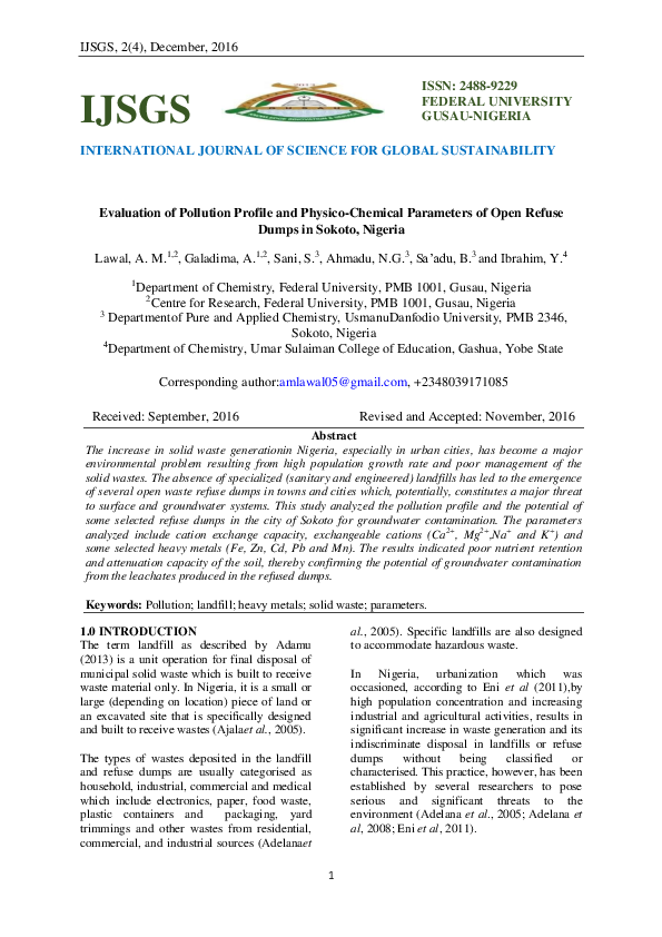 (PDF) IJSGS INTERNATIONAL JOURNAL OF SCIENCE FOR GLOBAL SUSTAINABILITY ...