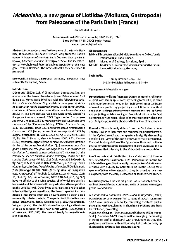 (PDF) Mcleaniella, a new genus of Liotiidae (Mollusca, Gastropoda) from ...