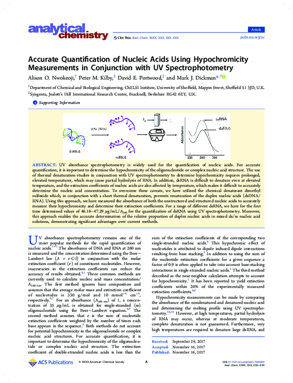 (PDF) Accurate Quantification of Nucleic Acids Using Hypochromicity ...