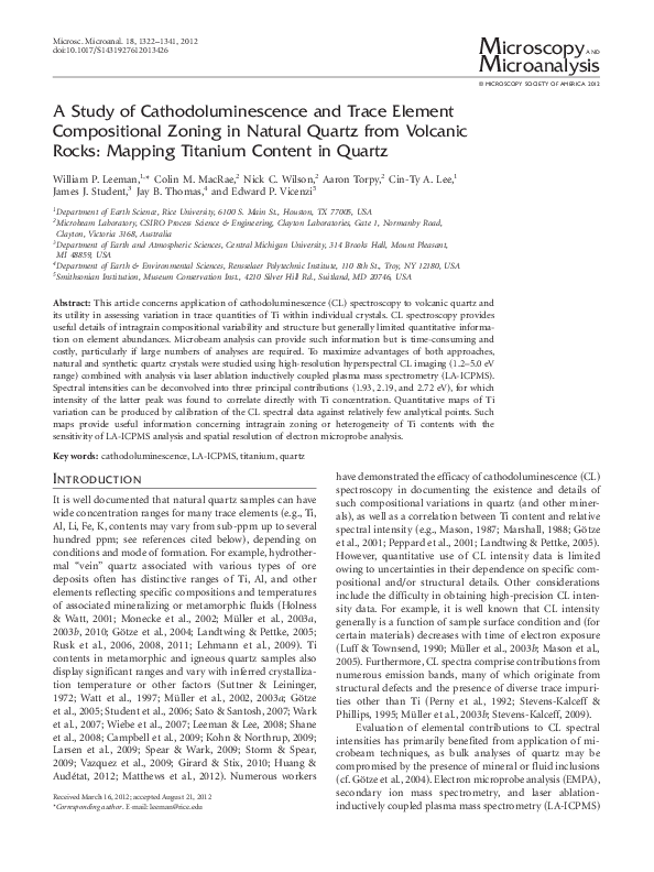 (PDF) Systematics of Cathodoluminescence and Trace Element Compositional Zoning in Natural ...