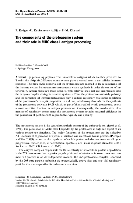 (PDF) The components of the proteasome system and their role in MHC class I antigen processing ...