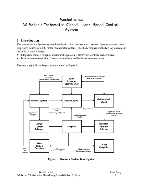 (PDF) Mechatronics Kevin Craig DC Motor / Tachometer Closed-Loop Speed Control System 1 ...