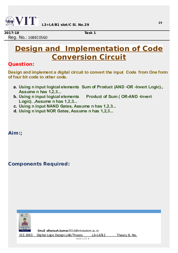 (DOC) Design and Implementation of Code Conversion Circuit