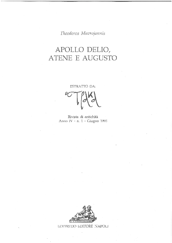(PDF) Apollo Delio, Atene e Augusto, Giornate di studio su «Atene ...