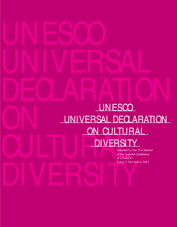 (PDF) UNESCO UNIVERSAL DECLARATION ON CULTURAL DIVERSITY UNESCO ...