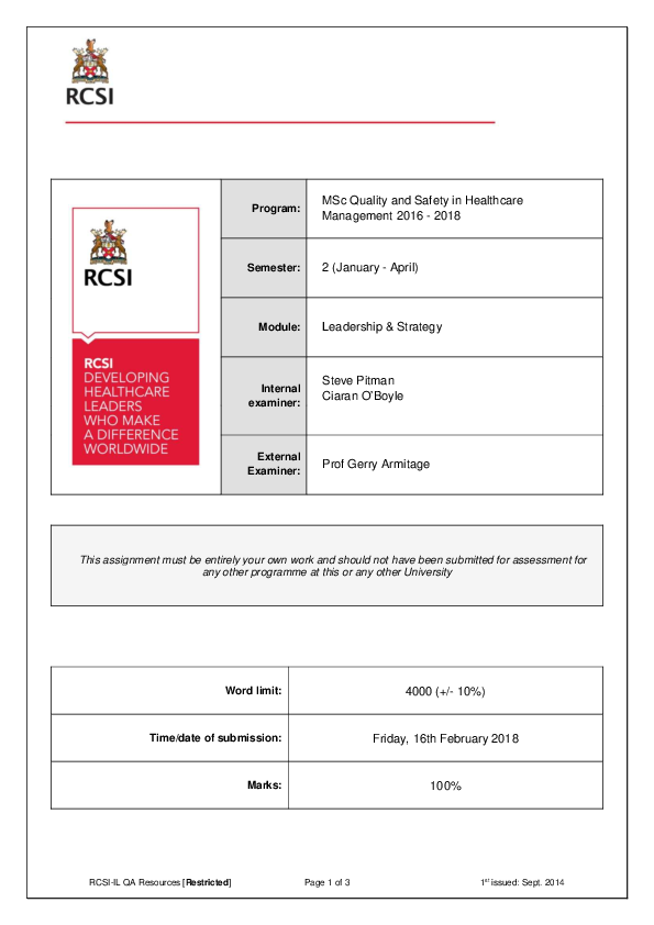 (PDF) RCSI-IL QA Resources [Restricted] MSc Quality and Safety in Healthcare Management 2016 ...