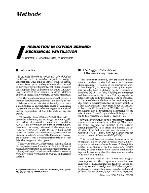 (PDF) Reduction in oxygen demand: Mechanical ventilation