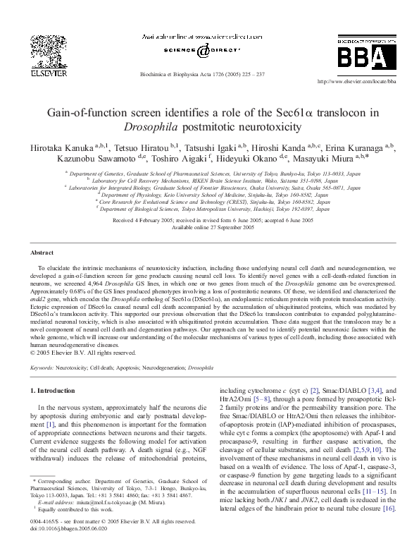 (PDF) Gain-of-function screen identifies a role of the Sec61α ...