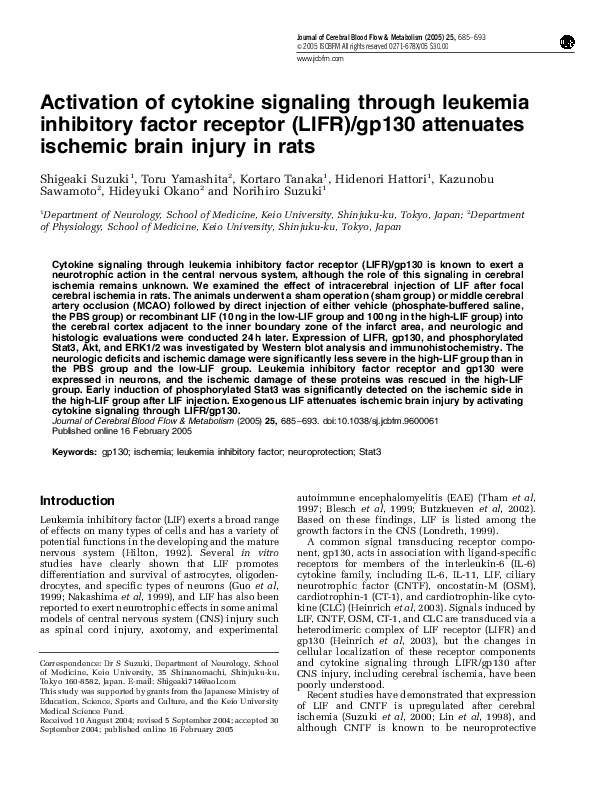 (PDF) Activation of cytokine signaling through leukemia inhibitory ...