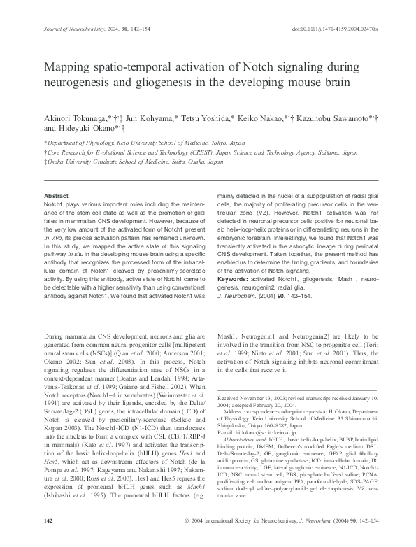 (PDF) Mapping spatio-temporal activation of Notch signaling during neurogenesis and gliogenesis ...