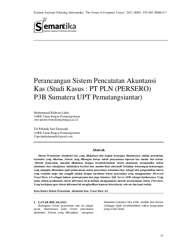 (PDF) Perancangan Sistem Pencatatan Akuntansi Kas (Studi Kasus : PT PLN ...