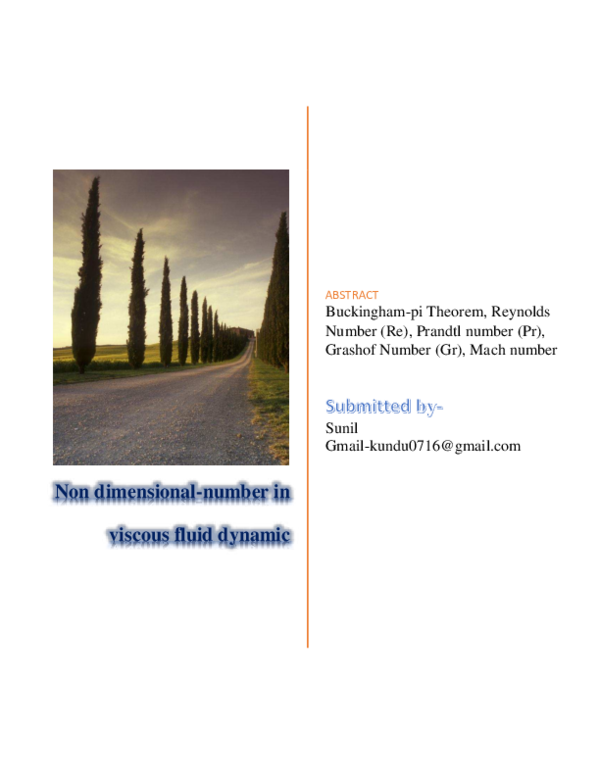 (PDF) Non dimensional-number in viscous fluid dynamic