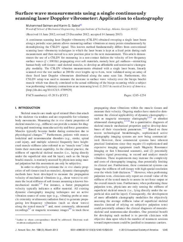 Pdf Surface Wave Measurements Using A Single Continuously Scanning Laser Doppler Vibrometer