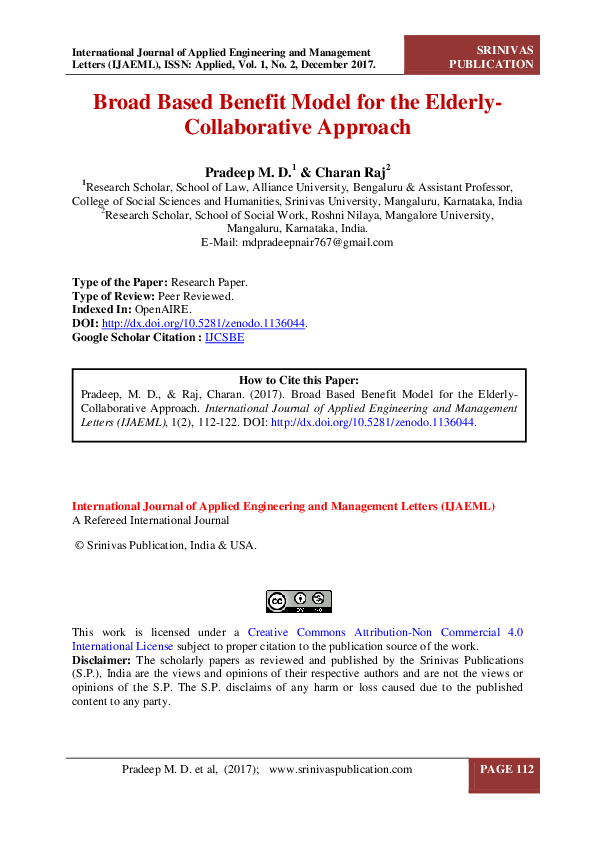 (PDF) Broad Based Benefit Model for the Elderly- Collaborative Approach ...