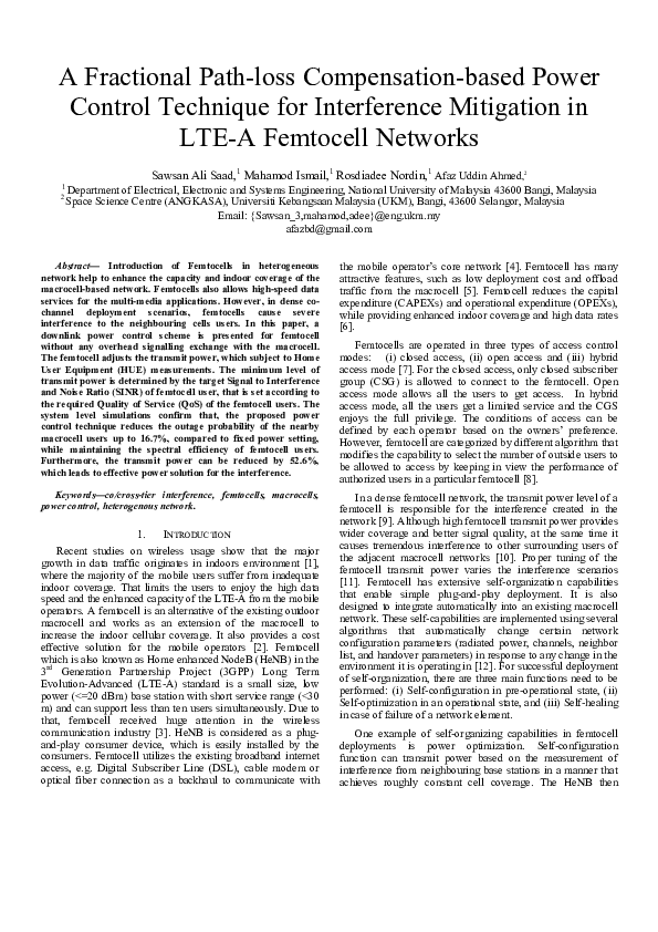 (PDF) A Fractional Path-loss Compensation-based Power Control Technique ...