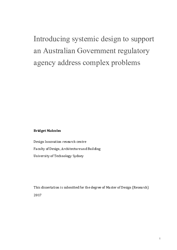 (PDF) Introducing systemic design to support an Australian Government ...