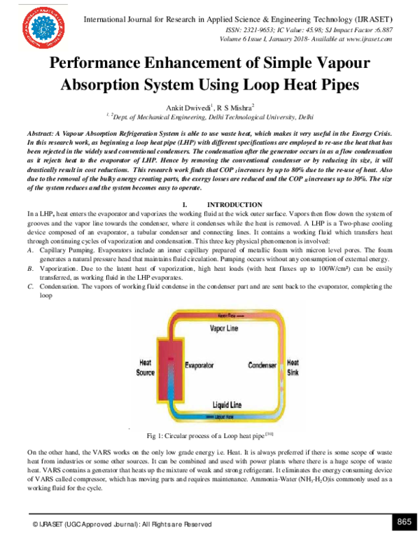 Pdf Performance Enhancement Of Simple Vapour Absorption System Using Loop Heat Pipes