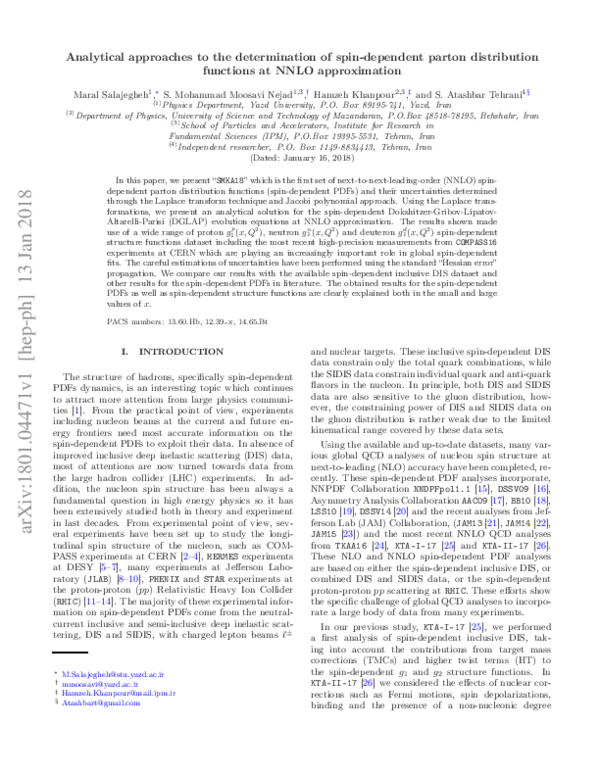 (PDF) Determination of Polarised Parton Distributions in the Nucleon --- Next to Leading Order ...