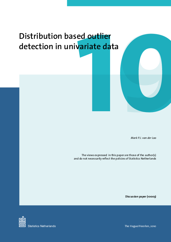 (PDF) Statistics Netherlands Distribution based outlier detection in univariate data