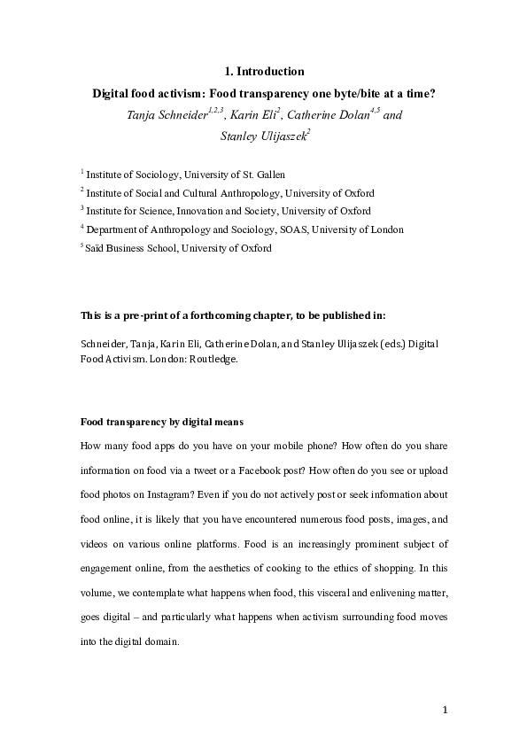 (PDF) Digital food activism: Food transparency one byte/bite at a time ...