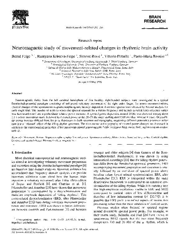 (PDF) Neuromagnetic study of movement-related changes in rhythmic brain ...